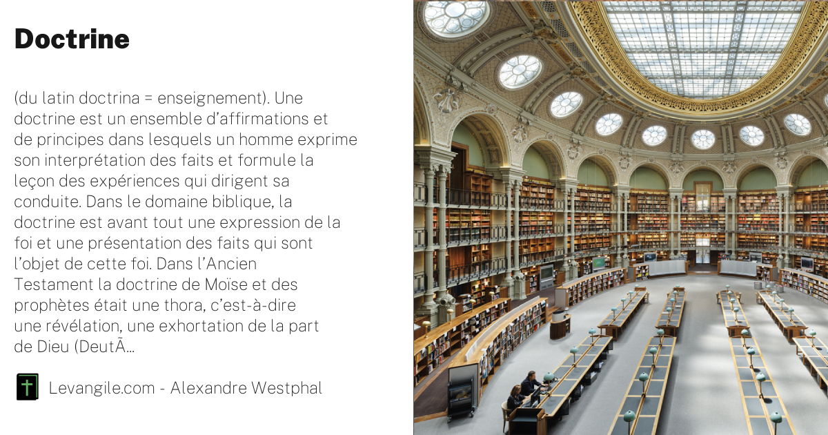 Doctrine définition du dictionnaire biblique Westphal