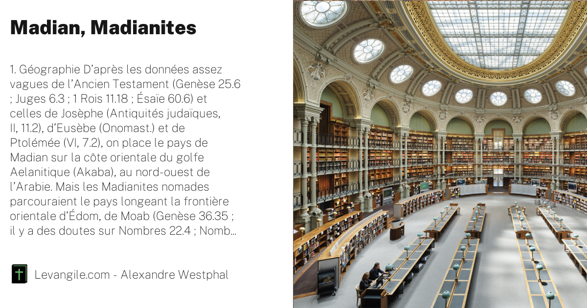 Madian, Madianites définition du dictionnaire biblique Westphal