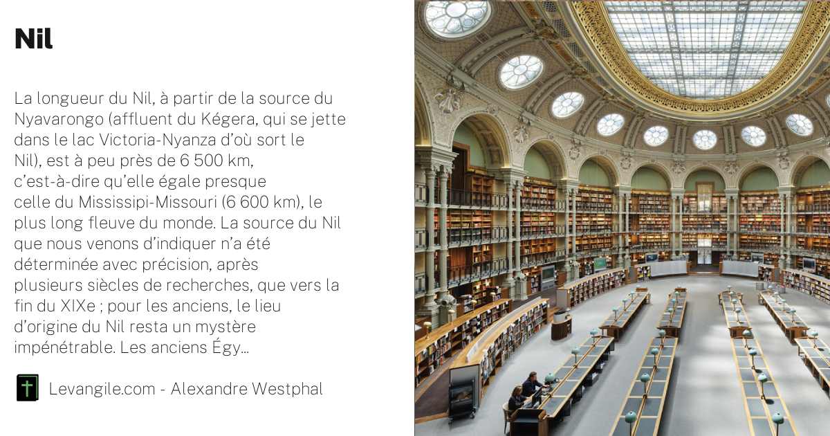 Nil définition du dictionnaire biblique Westphal