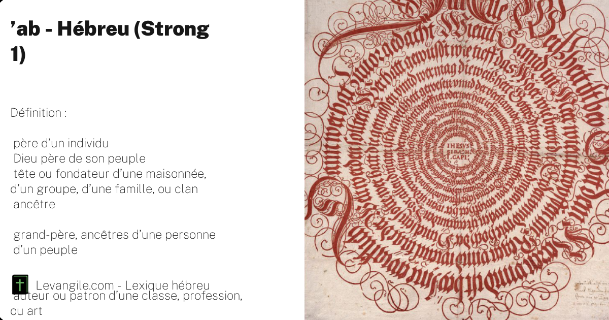 'ab en hébreu signifie père d'un… dans la Bible