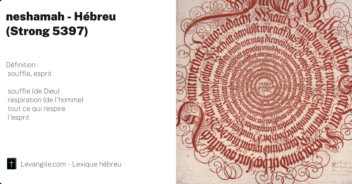 neshamah en hébreu signifie souffle, esprit… dans la Bible