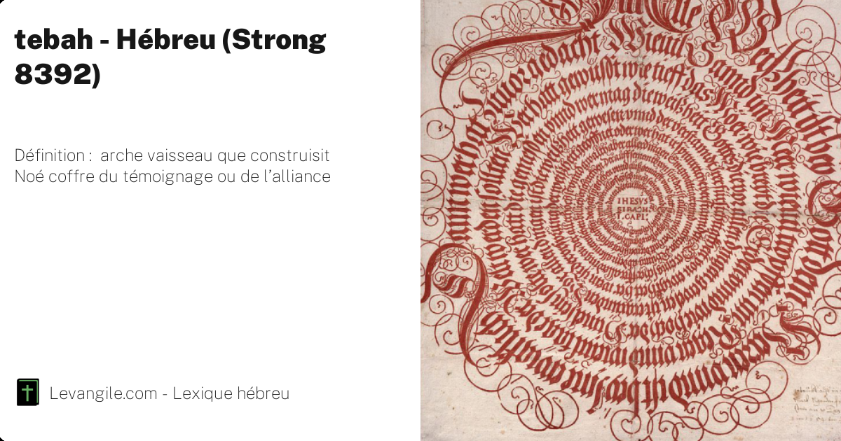tebah en hébreu signifie arche vaisseau… dans la Bible
